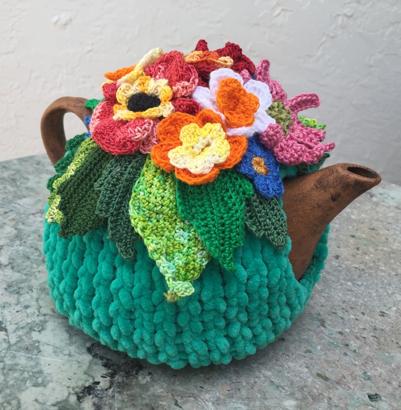 Crochet Tea Cozy Green Tea Cover Daffodil Poppy Tea Cosy Tea - Etsy