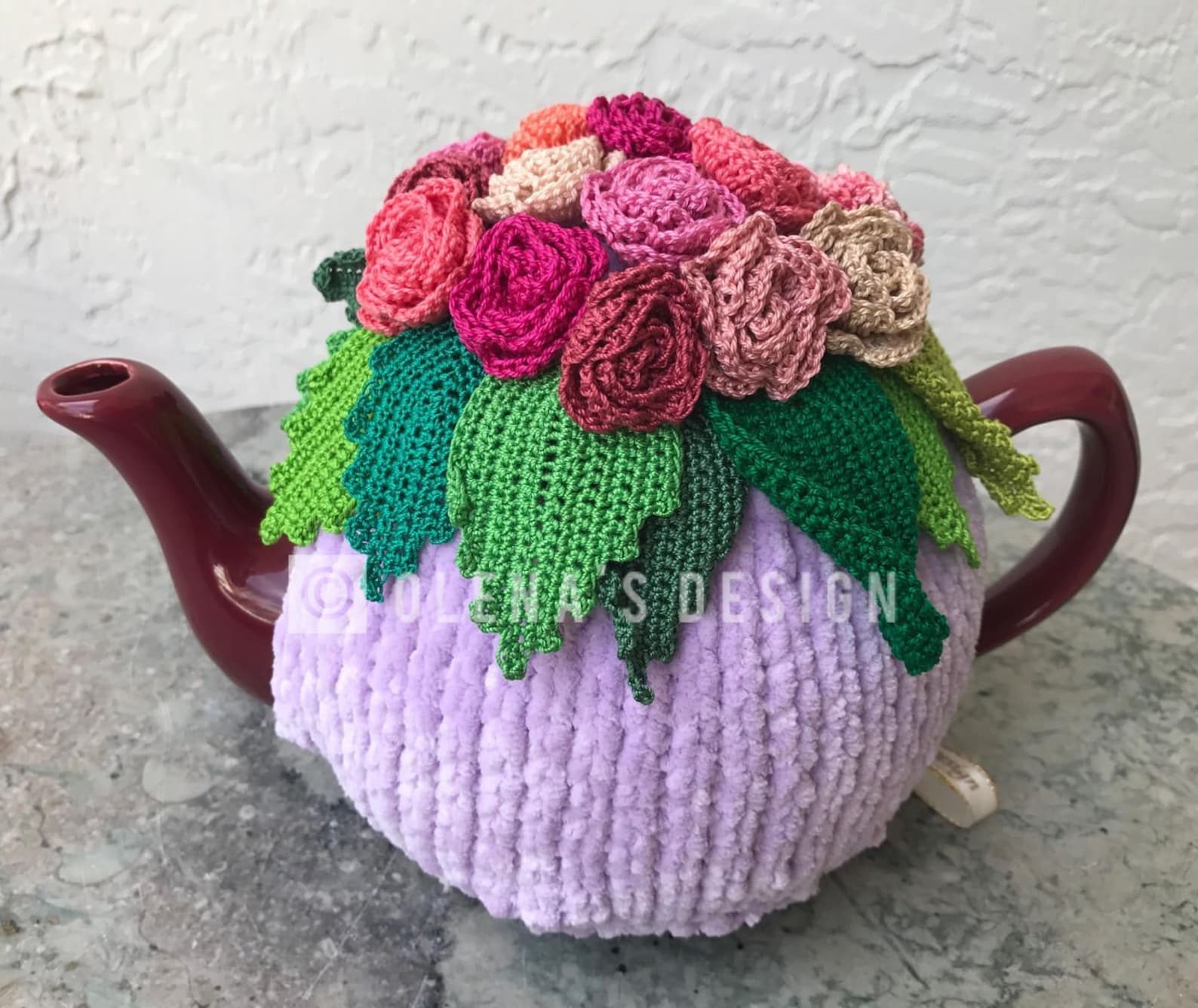 Crochet Tea Cozy Violet Tea Cover Spring Flower Roses Tea Cosy - Etsy