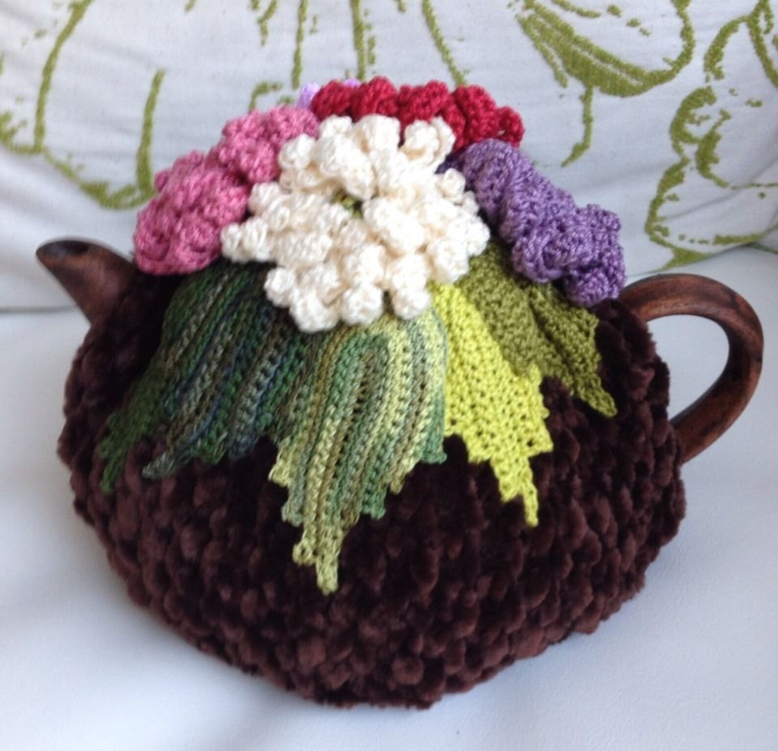 Crochet Tea Cozy Brown Tea Cover Aster Tea Cosy Tea Warmer Autumn ...