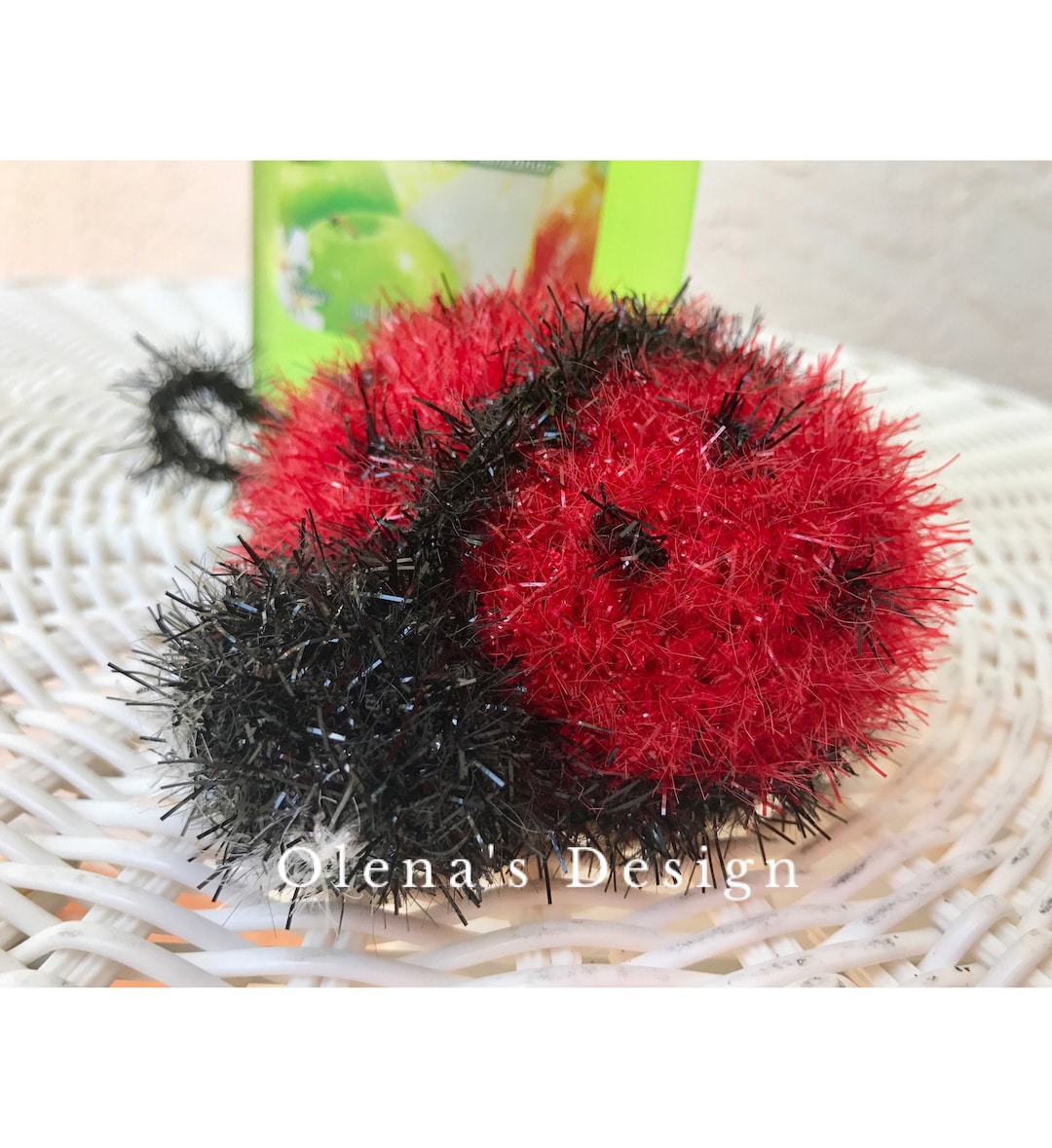 Scrubby Sparkle Red Ladybug Dishcloth Sponge Crochet Ladybug Autumn ...