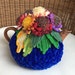 Crochet Tea Cozy Blue Tea Cover Trolles Flower Tea Cosy Tea - Etsy