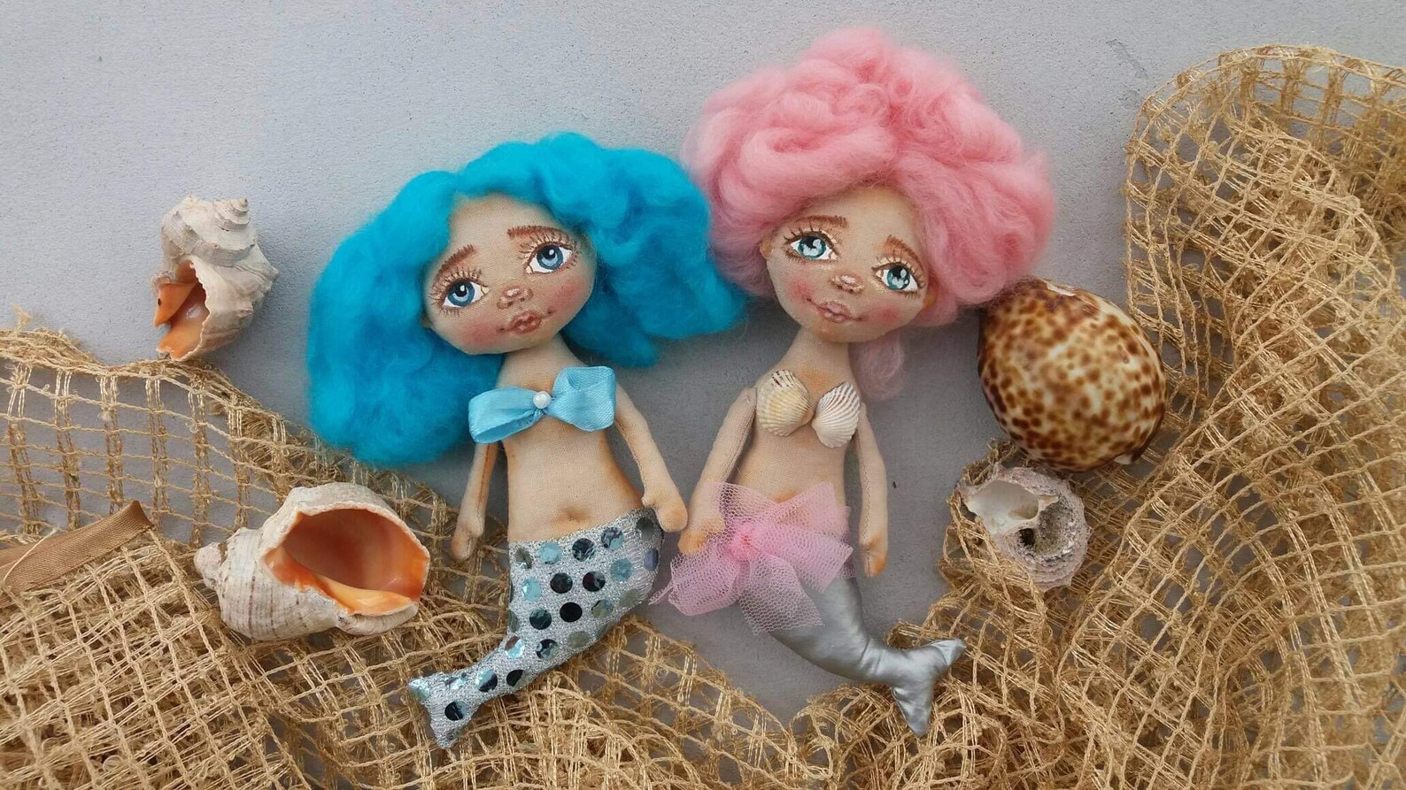 Textile Little Mermaid Rag Doll Miniature Hand Painted Mermaid - Etsy