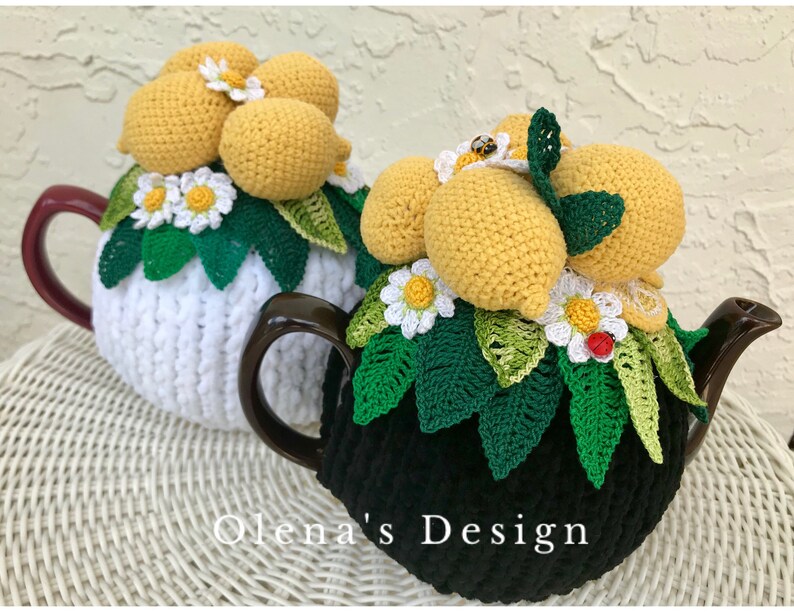 Crochet Tea Cozy White Tea Cover Lemon Tea Cosy Tea Warmer Crochet ...