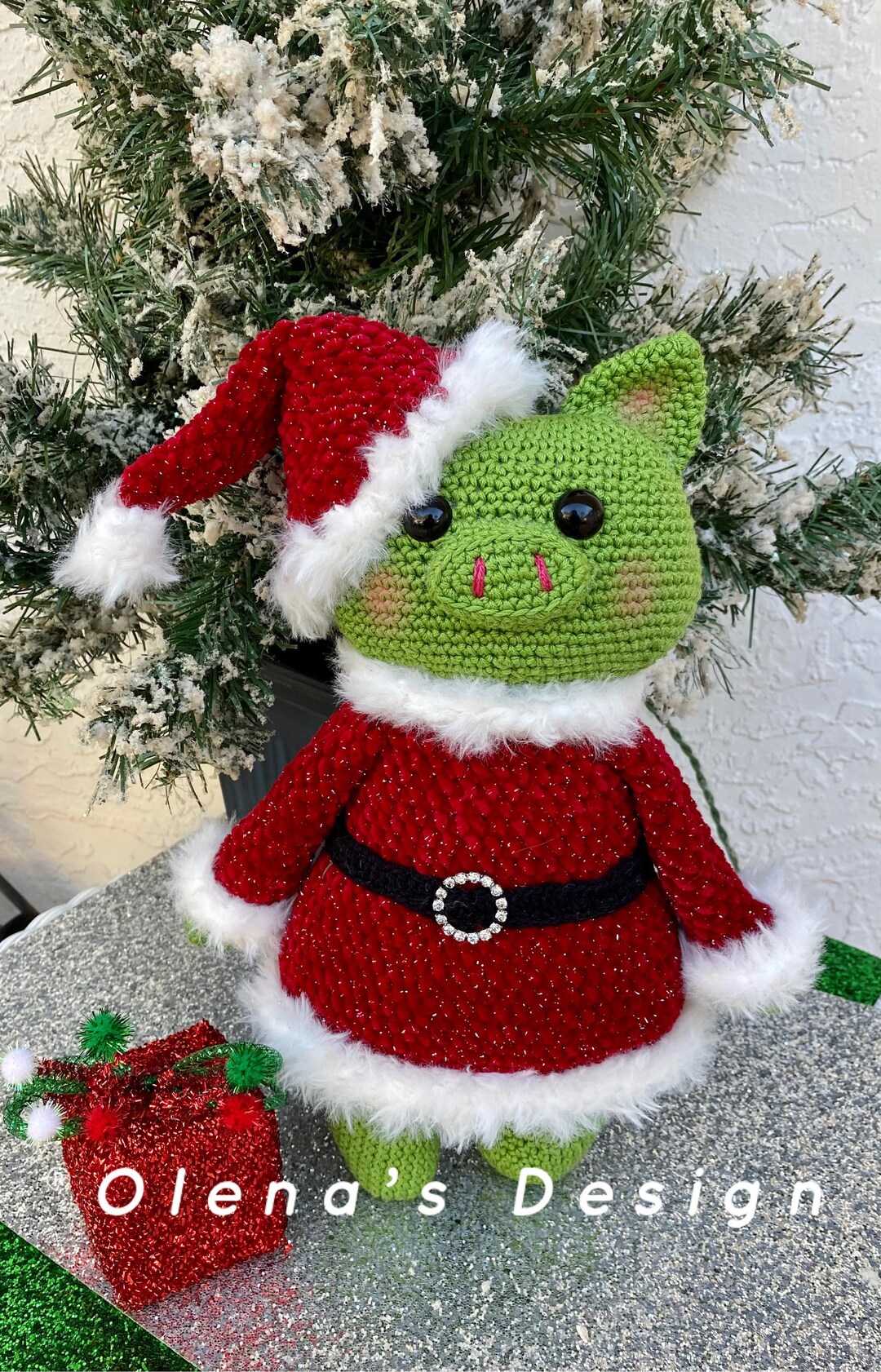 Crochet Amigurumi Christmas Grinch Miniature Plushes Pig Piggy Piglet ...