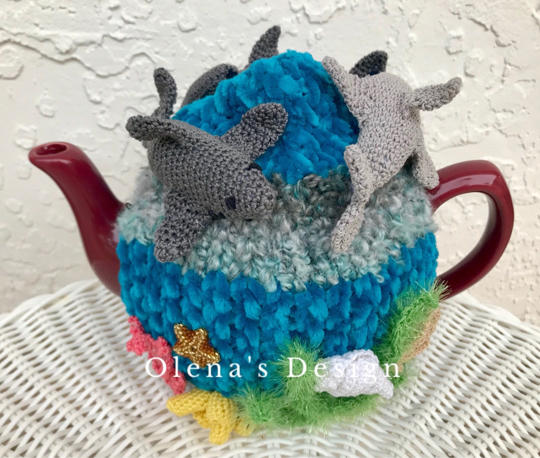 Crochet Tea Cozy Nautical Tea Cover Tea Cosy Seaside Tea Warmer Crochet ...