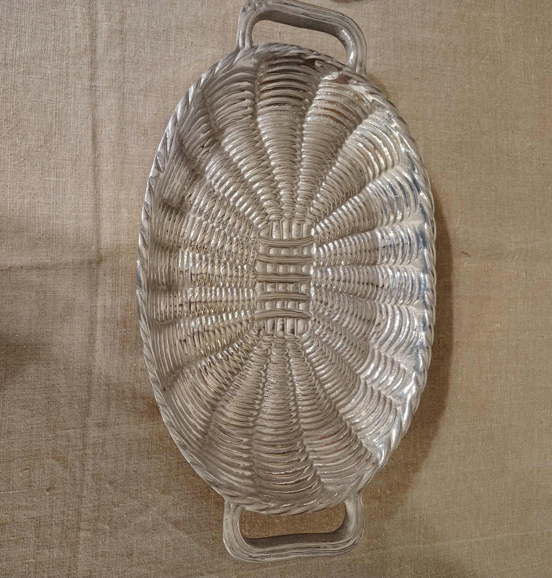 Mexican Pewter '70s '80s Basket Weave Pattern Serving Platter - Etsy