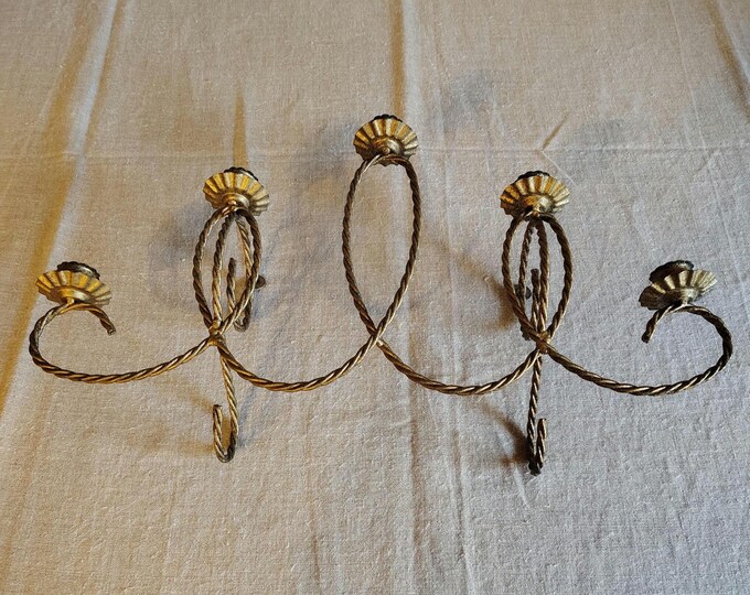 Hollywood Regency '60s Gold-tone Wall-mount Candelabra in Scroll Motif ...