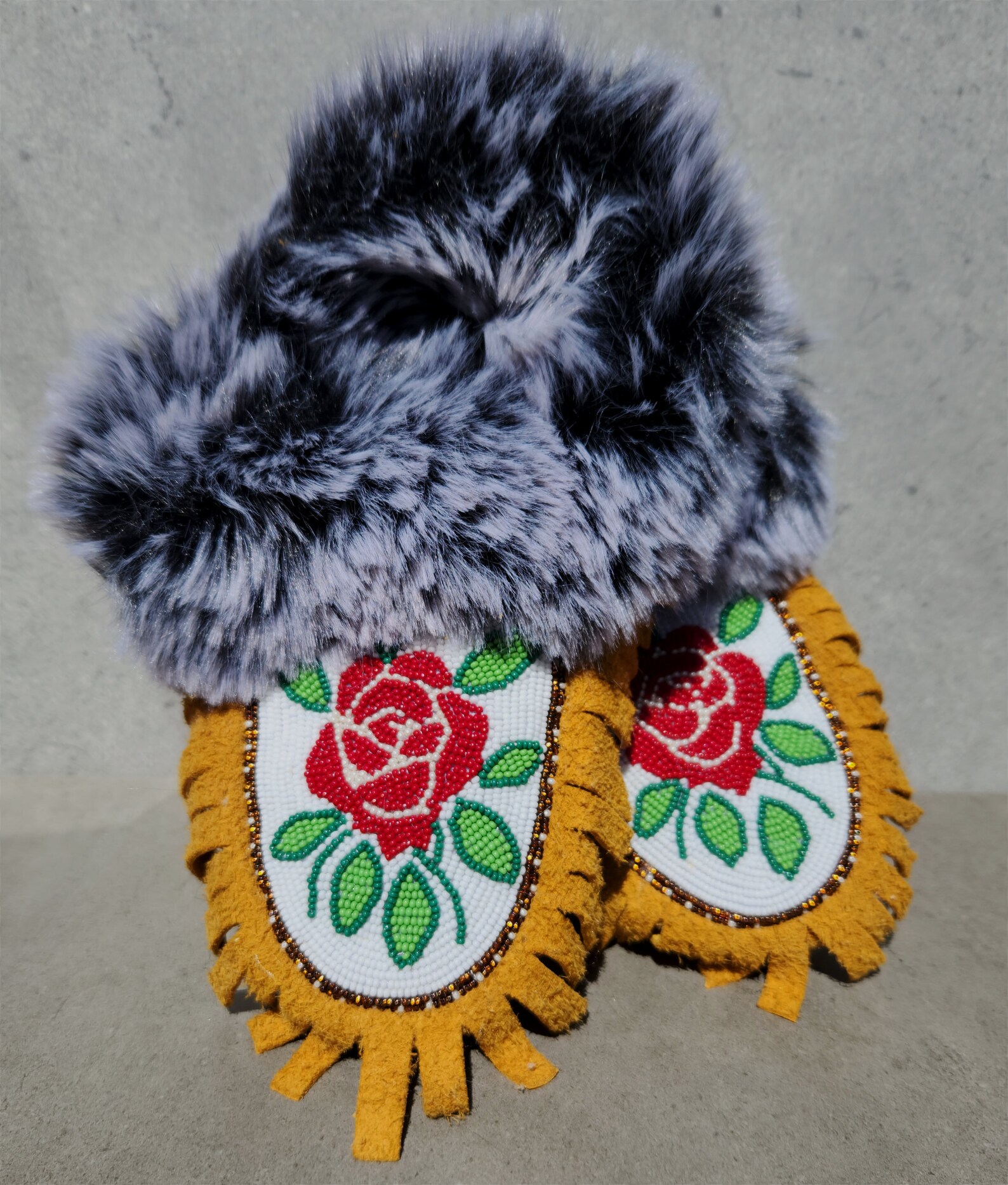 Red Rose Slipper With Fringe US Womens' Size 7.5 - Etsy