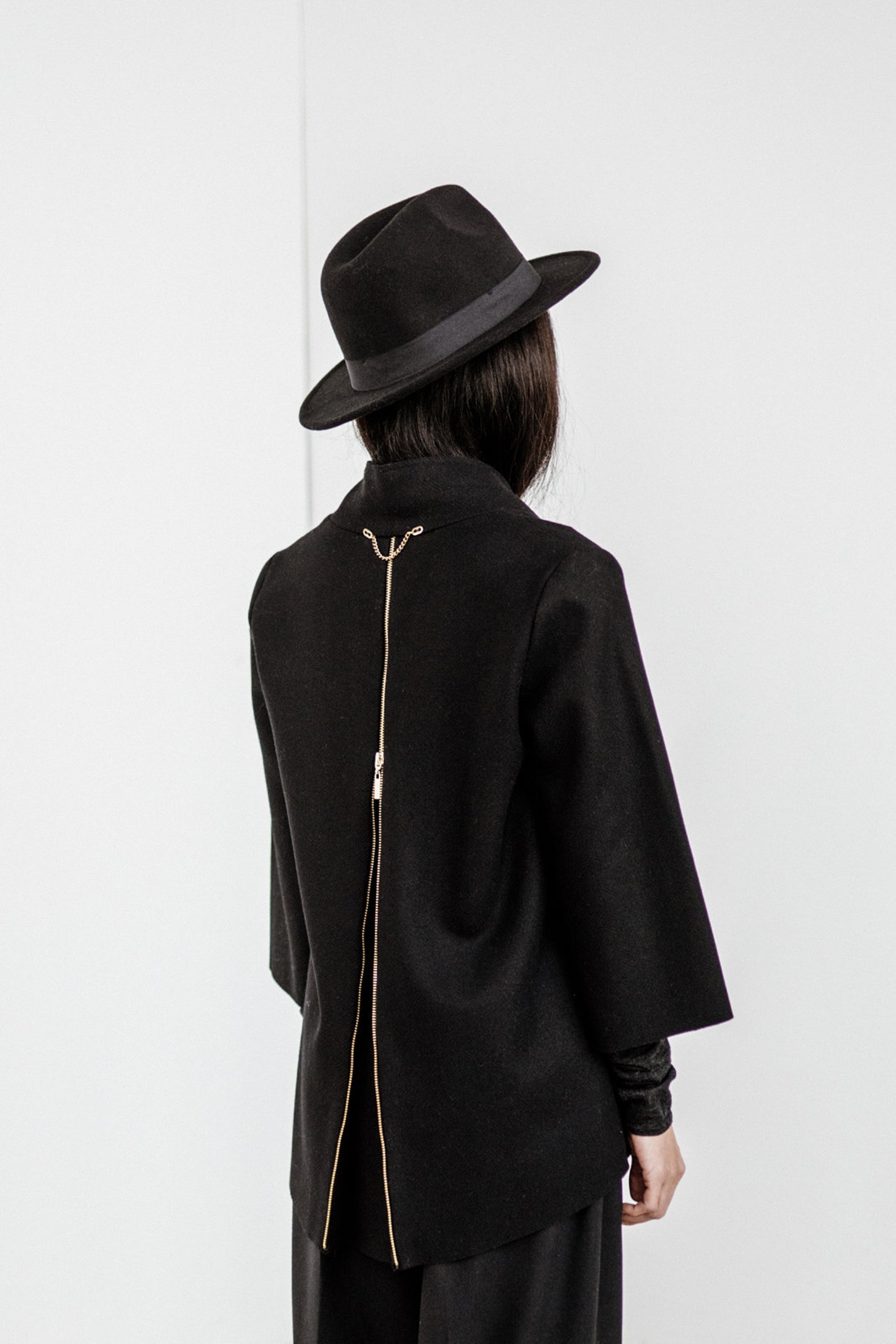 Japanese Haori Style Wool Blazer for Women, Kimono Style Open Front ...