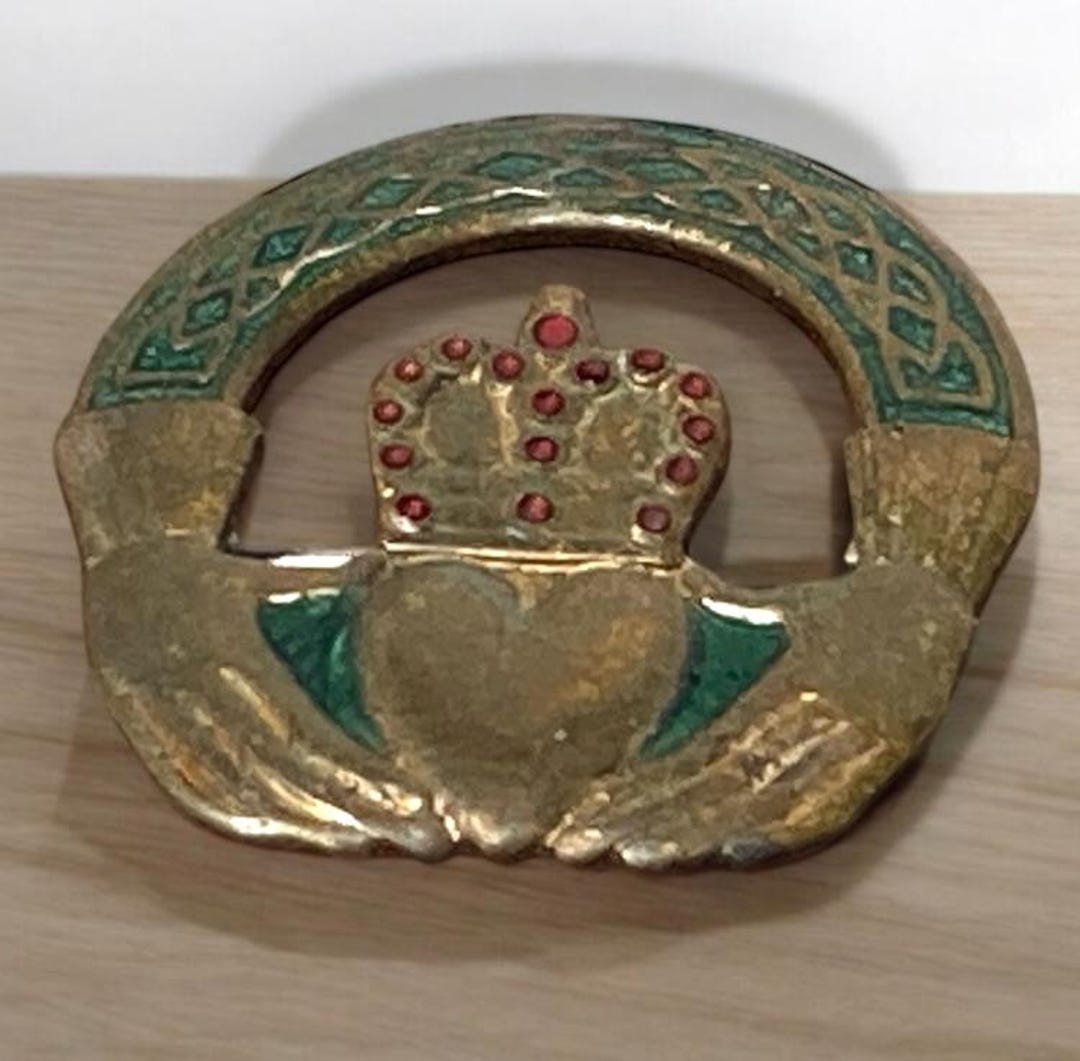 1960's Gold-tone Enamel Claddagh Design Brooch/pin - Etsy