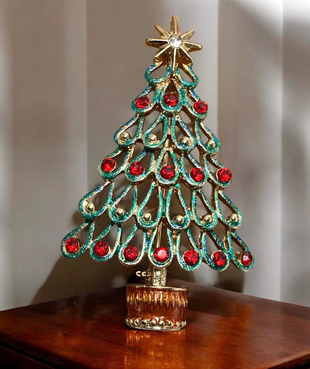 Monet Christmas Tree Brooch - Etsy