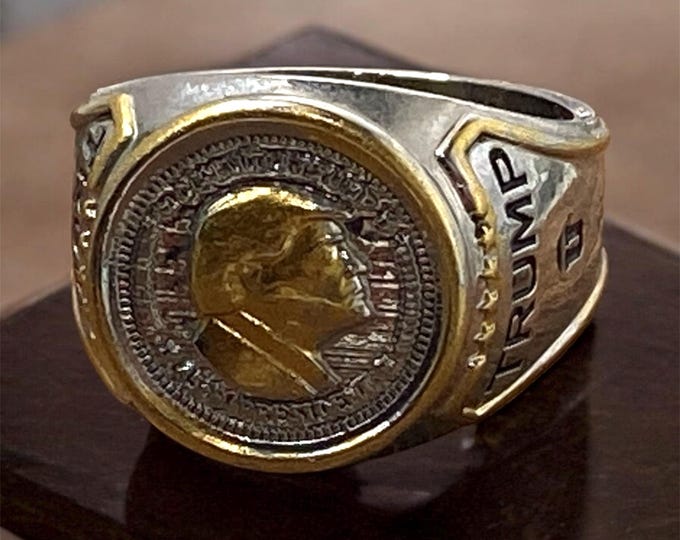 Two-tone President Trump Coin-style Statement Ring – “make America ...