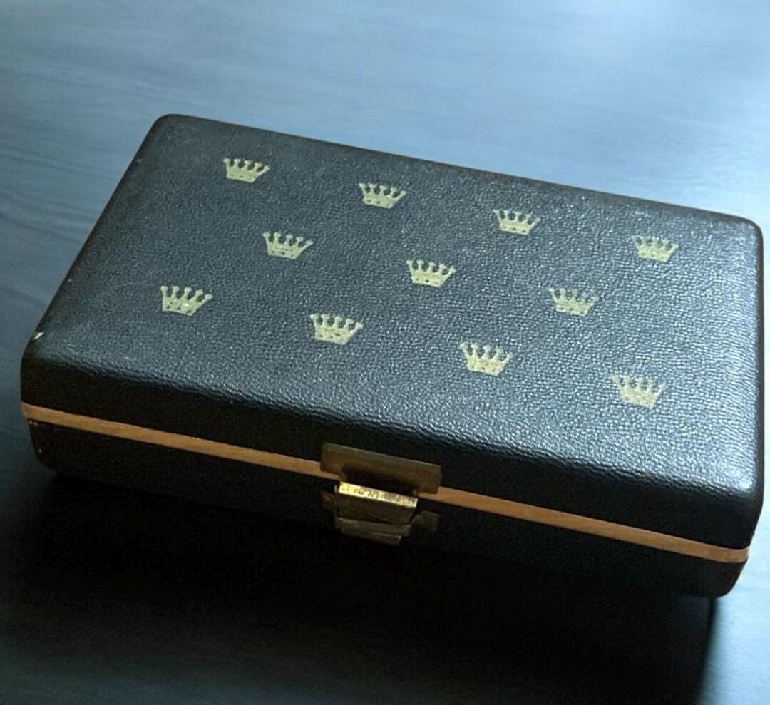 Vintage Rolex Black Hard Clamshell Jewelry Case With Divers and Velour ...