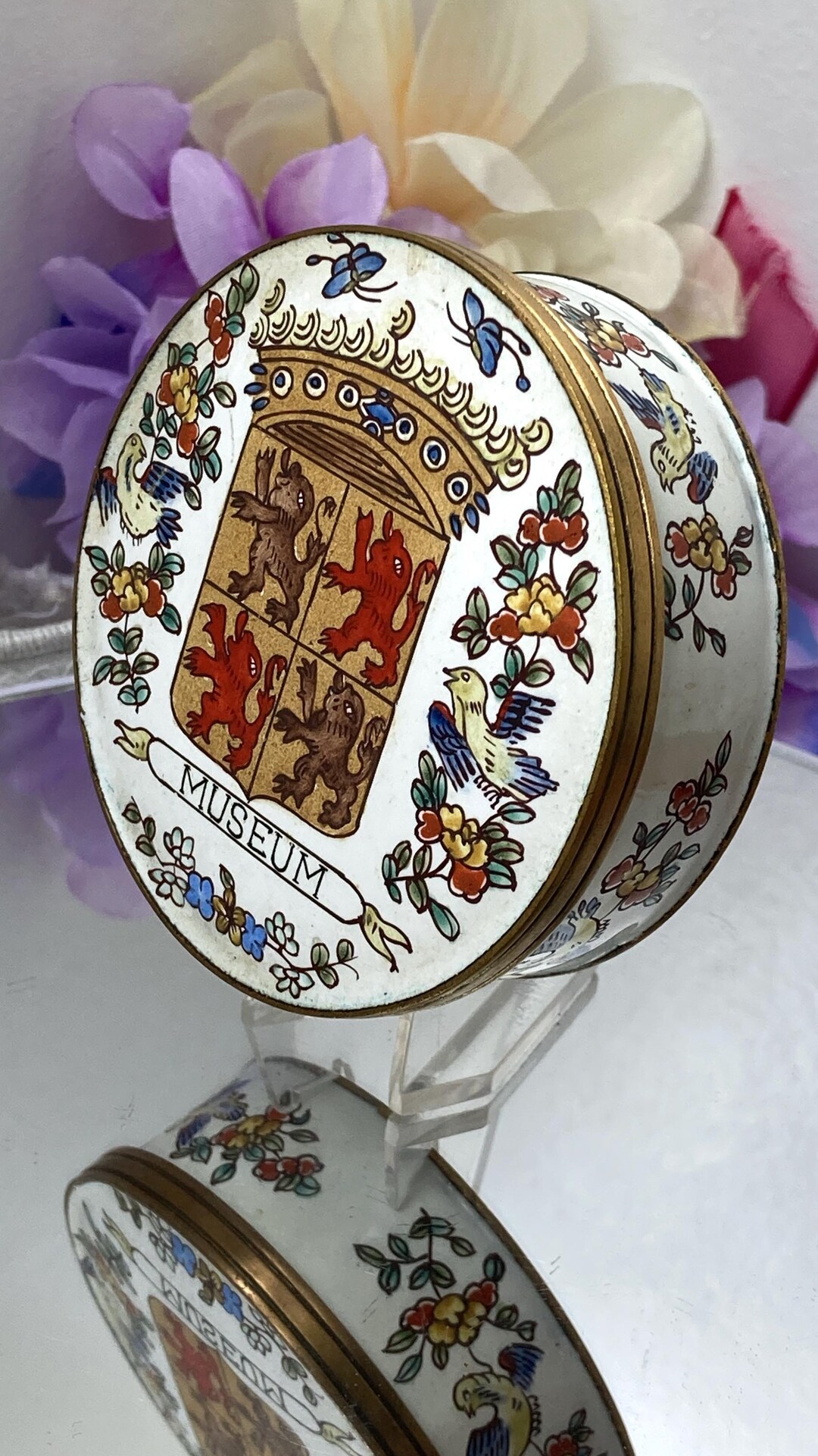 Vintage Heraldry Coat of Arms "museum" Brass & Enamel Trinket Box - Etsy