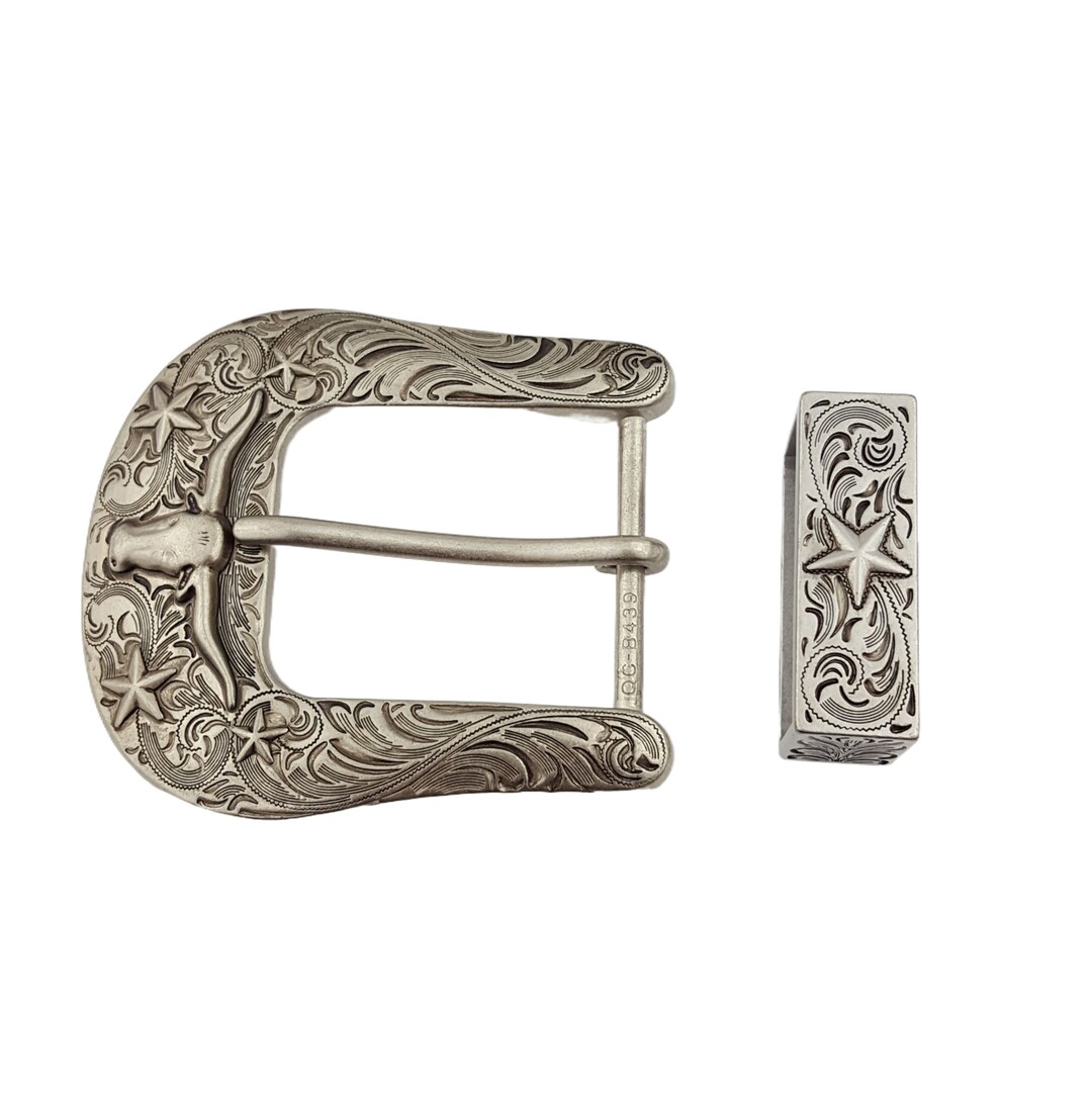 Western Buckle and Loop With Long Horn and Texas Stars - Etsy