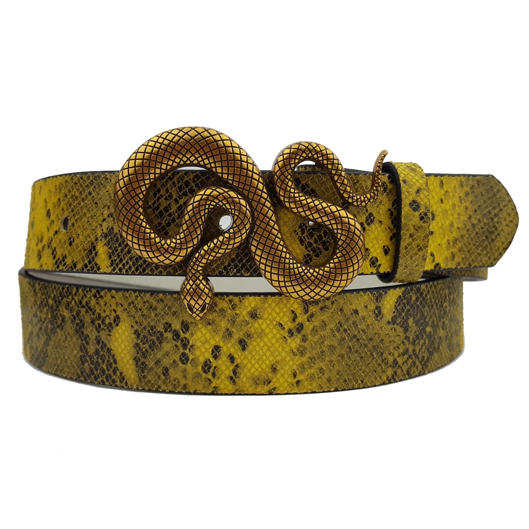Snake Buckle W. Snake Pattern Leather Belt - Etsy