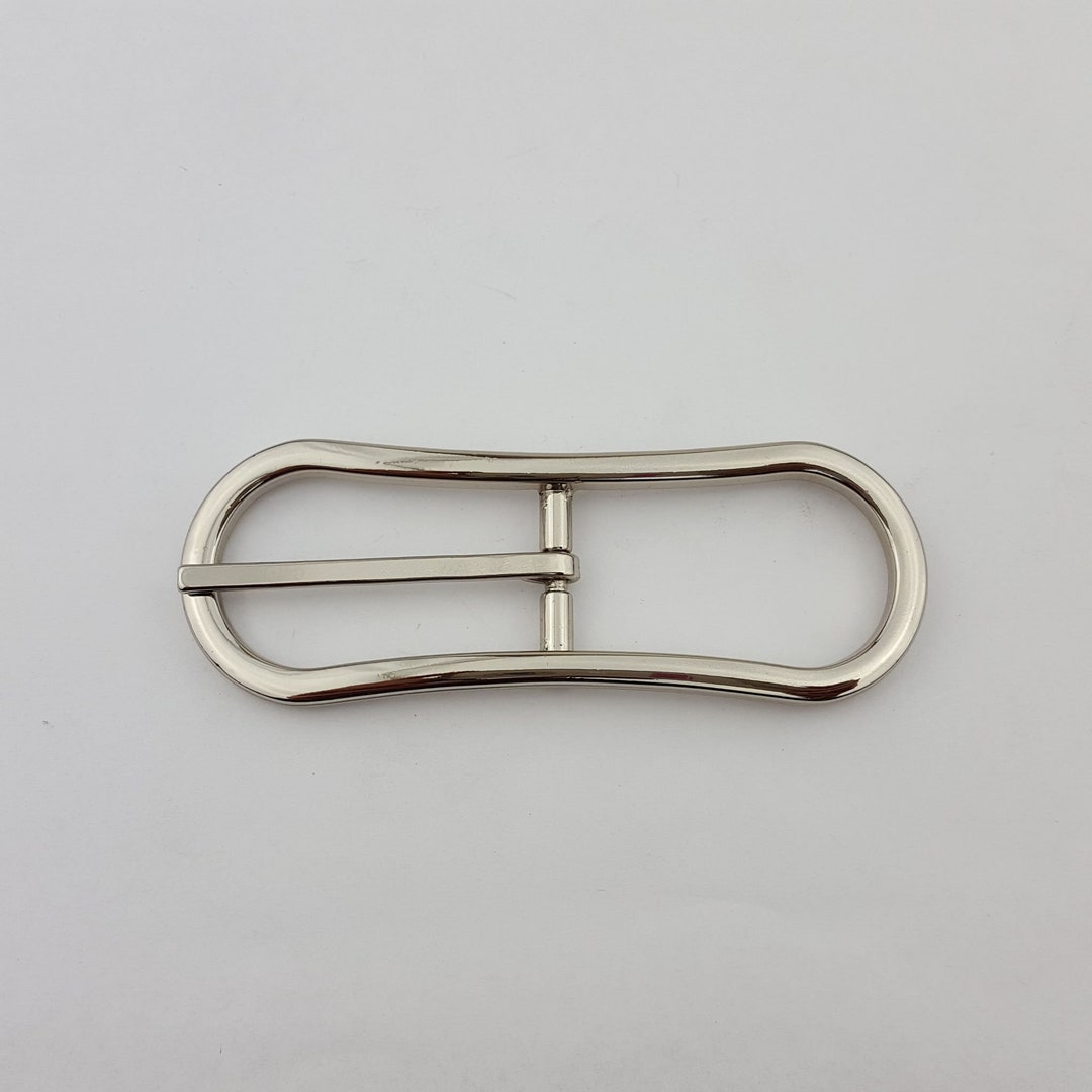 Oblong Skinny Belt Buckle in Shiny Silver Finish - Etsy