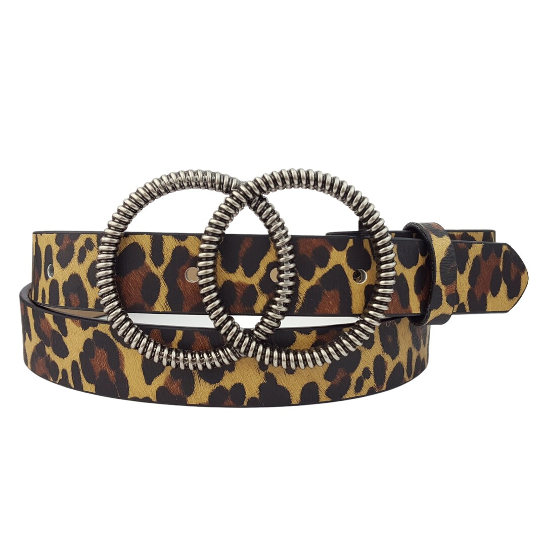 Leopard Tan Belt With Dark Pewter Double Ring Buckle - Etsy