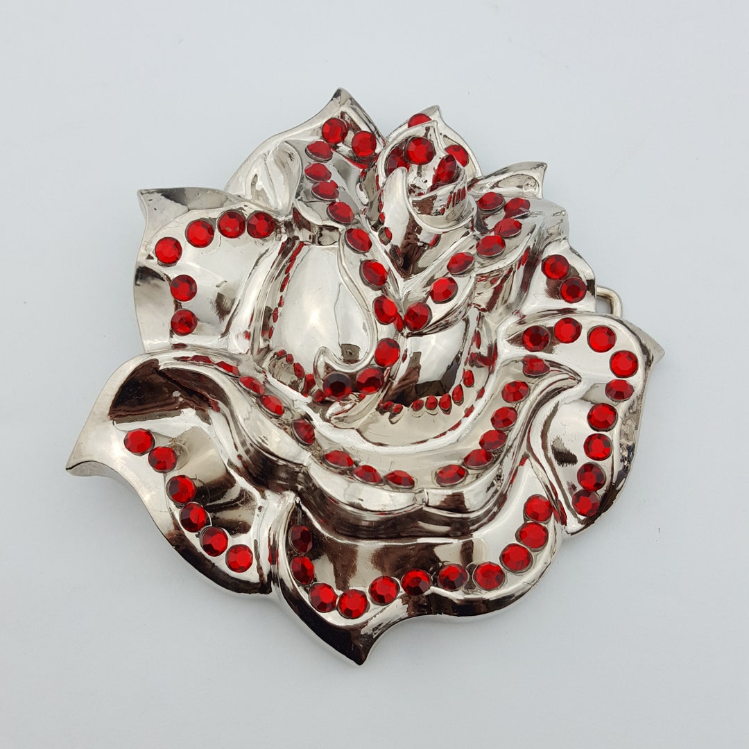 Big Rose Belt Buckle W. Crystals - Etsy