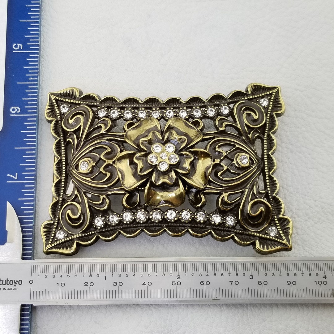 Western Crystal Flower Belt Buckle - Etsy