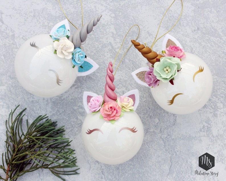 Unicorn Llama Mermaid Ornaments Personalized Christmas balls | Etsy