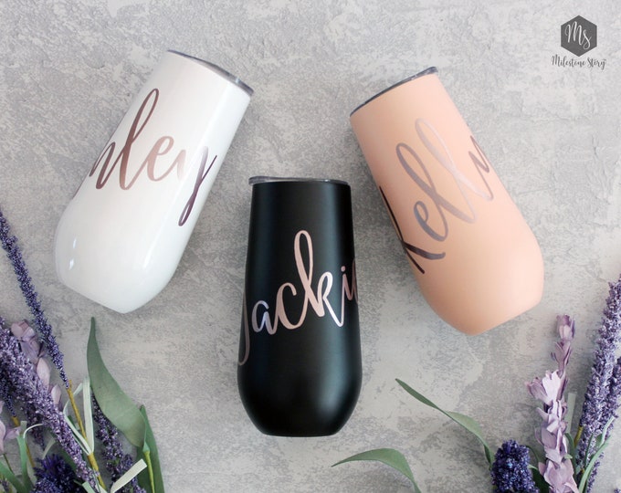 Insulated Champagne Stemless Flutes, Personalized Stainless Steel Cup ...