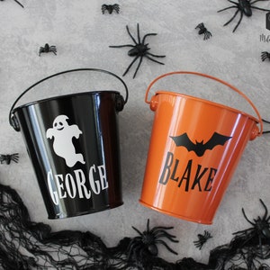 Personalized Halloween Pail, Candy Small Tint Bucket, School Trick or ...
