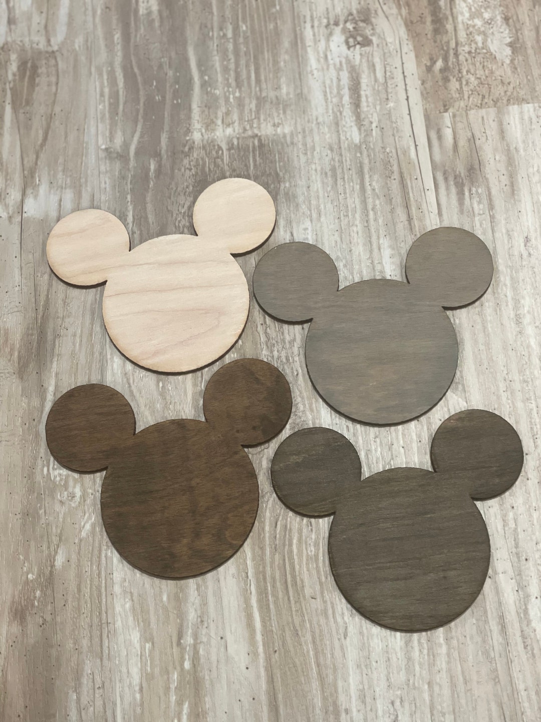Mickey Mouse Coaster Set Mickey Shape in 4 Stain Colors - Etsy