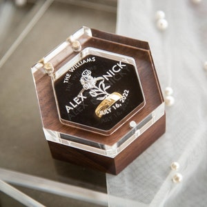 Hexagon Double Flip Ring Box With Clear Acrylic Lid - Wedding Ring ...