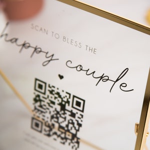 Gold Glass Scan to Bless QR Sign - Scannable Acrylic Sign, Wedding ...