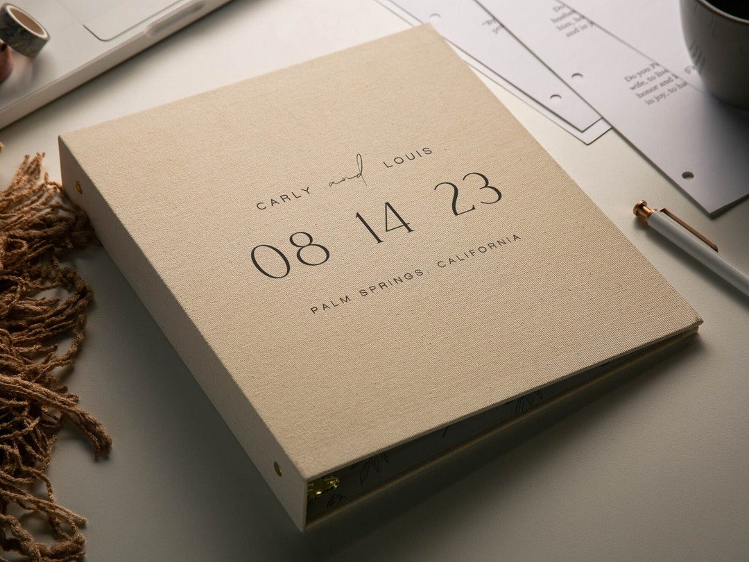 Wedding 3 Ring Linen Binder (design 5) - Bridal Personalized DIY ...