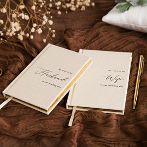 Embossed 2x Vow Books (vows to My Husband/wife Cream Set) Ready to Ship ...