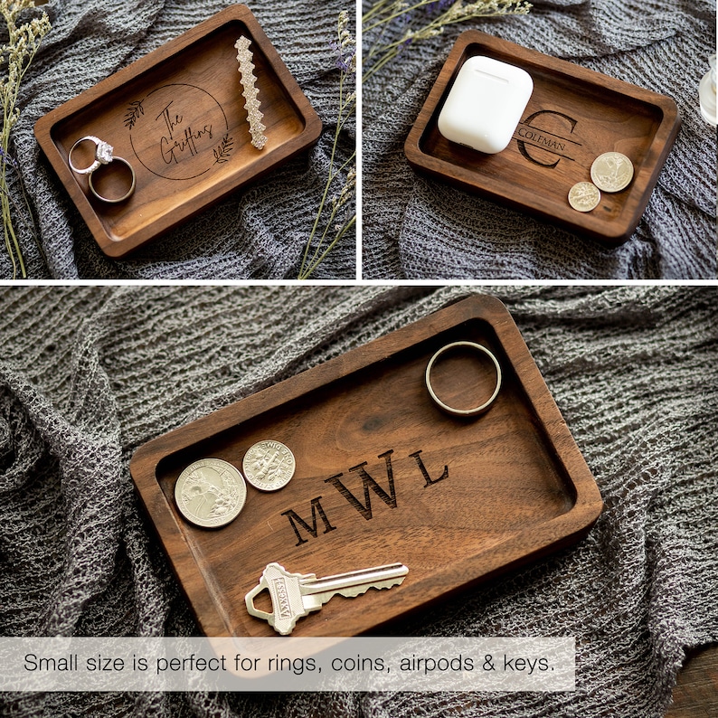 Rectangle Wood Tray Engraved Key or Ring Dish Bedside or - Etsy