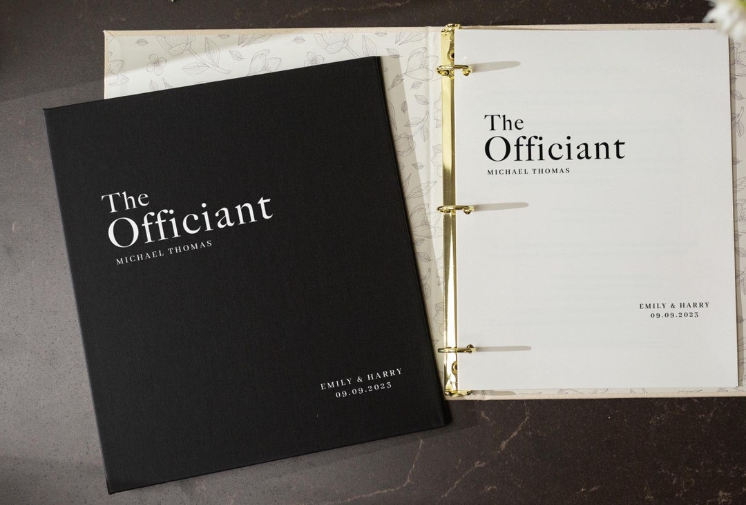 Officiant 3 Ring Linen Binder - Refillable DIY Blank Binder, Thank You ...