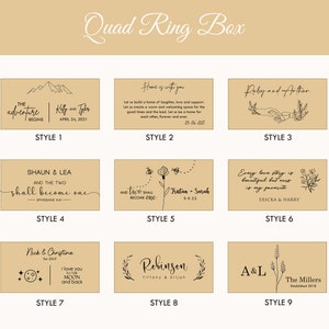 Engraved Quad Wood Ring Box - Storage for 2-4 Rings, Ring Bearer Box ...