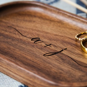 Engraved Floral Ring Tray - Round or Oval Jewelry Tray, 5th Wedding ...