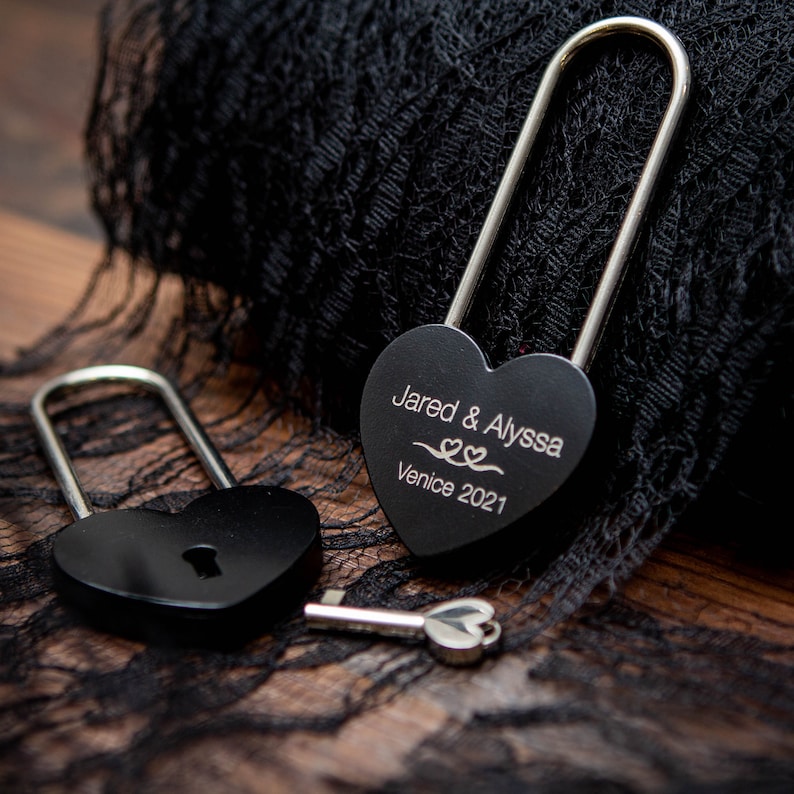 Engraved Heart Love Lock With Key Travel Bridge Love Locks - Etsy