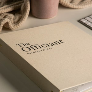 Officiant 3 Ring Linen Binder - Refillable DIY Blank Binder, Thank You ...