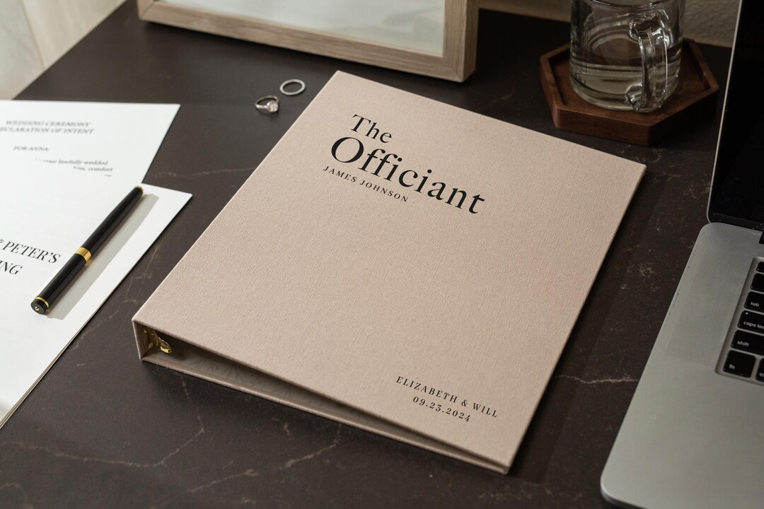 Officiant 3 Ring Linen Binder Refilable DIY Blank Binder, Thank You ...