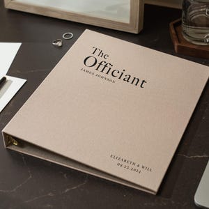 Officiant 3 Ring Linen Binder Refilable DIY Blank Binder, Thank You ...