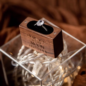 Acrylic Wood Flip Ring Box - Engraved Single Ring Engagement Ring Box ...