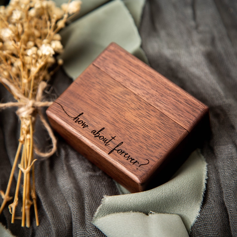 Flip Wood Ring Box Engraved Secret Engagement Ring Box Slim - Etsy