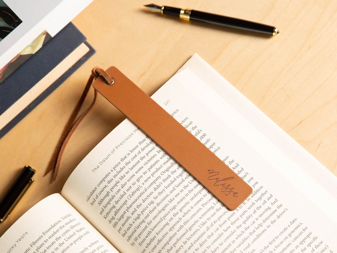 Personalized Engraved Leather Bookmark, Custom Name Bookmark, Leather ...
