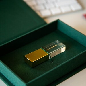 Linen USB Box & Metal Crystal USB ready to Ship Modern Glass USB Flash ...