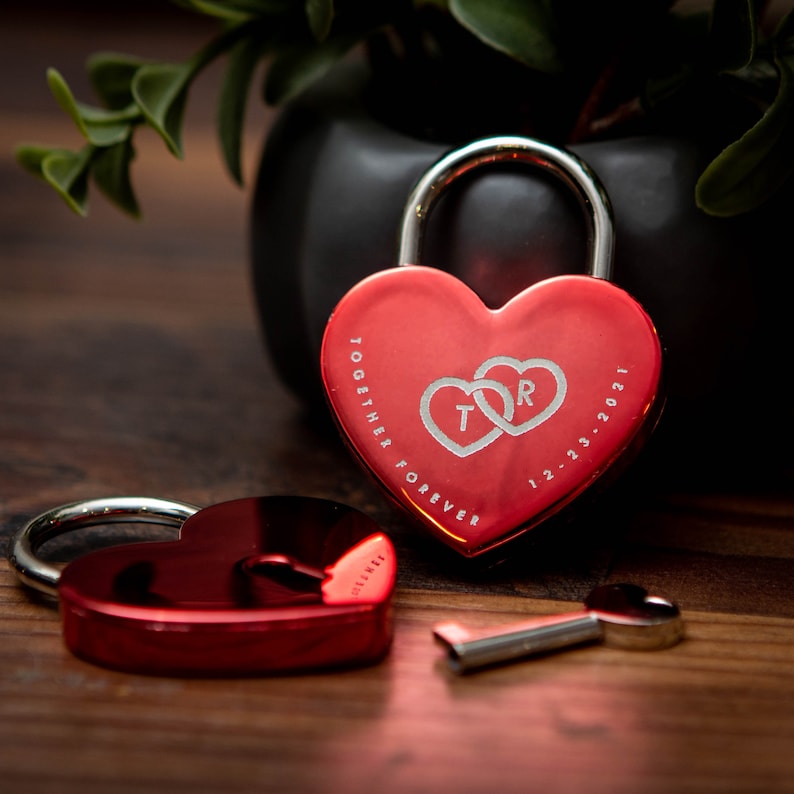Engraved Heart Love Lock With Key Travel Bridge Love Locks - Etsy
