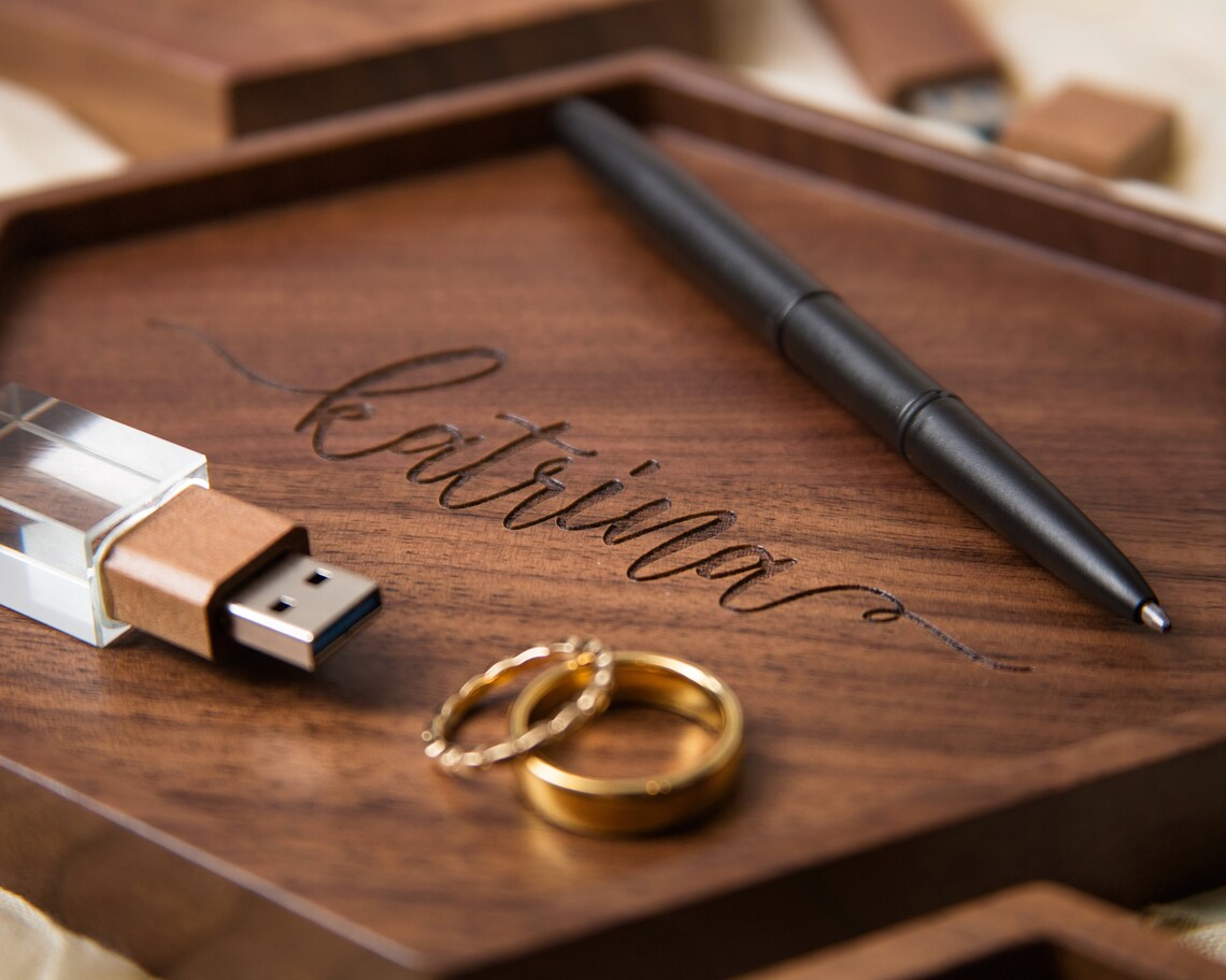Hexagon Wood Tray Engraved Key or Ring Dish Wedding Gift - Etsy