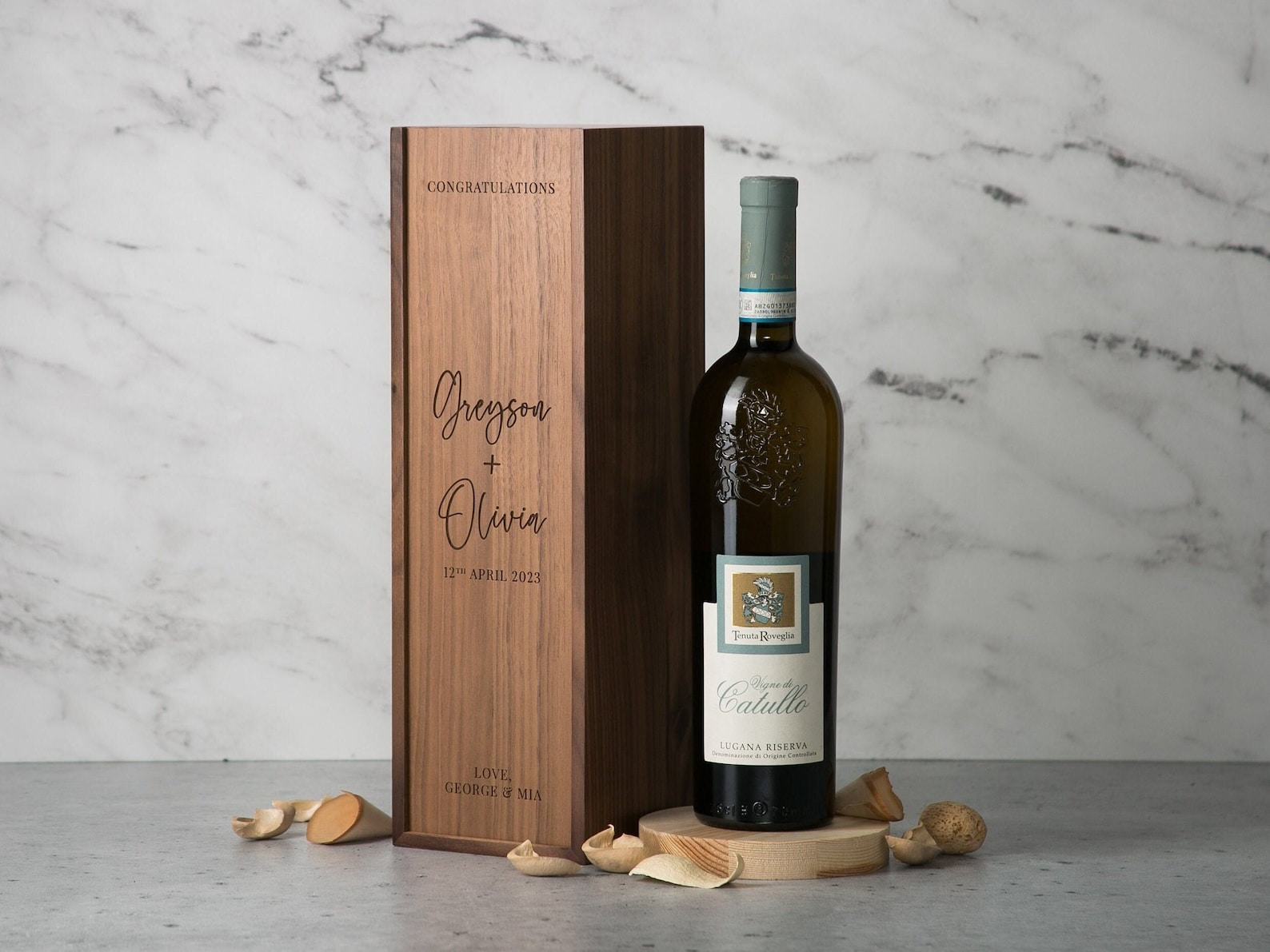 Wood Wine Box design 1 Congratulations Walnut or Pine Wine Champagne ...