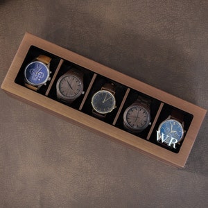 Wide Wood Watch Box design 5 Mens 5 Slot Watch Display Case With ...