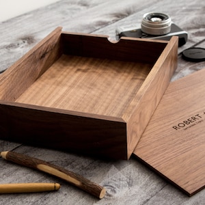 8x10" Large Wood Memory Box - Engraved Walnut Box for Cards Photos ...