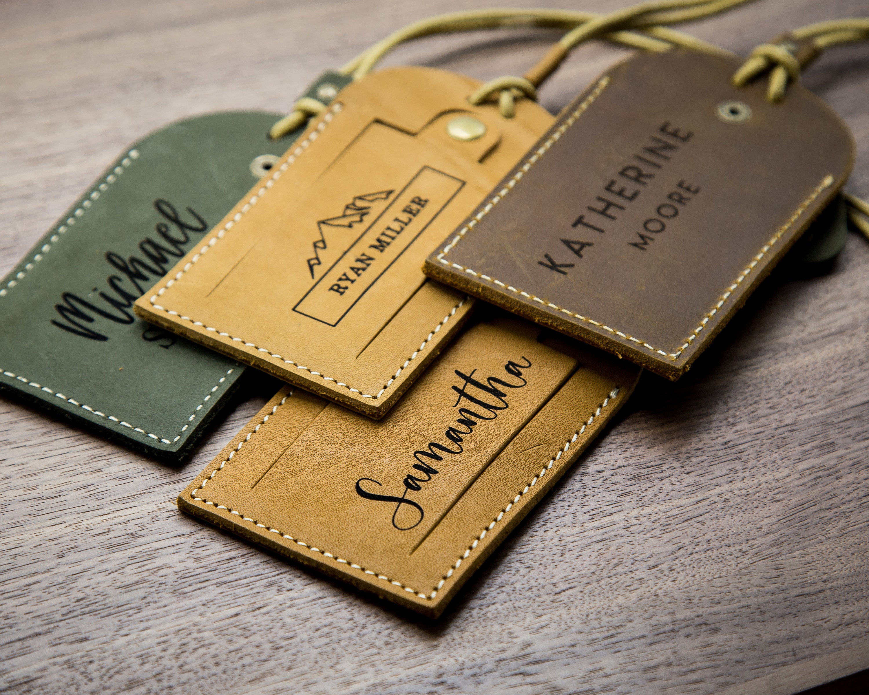 Engraved Luggage Tag with Contact Card Leather Travel Bag | Etsy